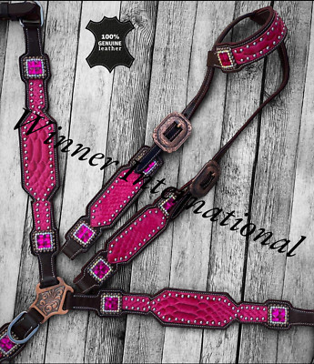 Western Horse Leather Tack Set / Pink Snake Horse Tack set | eBay UK