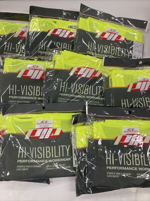 10 Pack PIP Zipper Safety Hi-Visibility Vests SIZE M Reflective Tape ...
