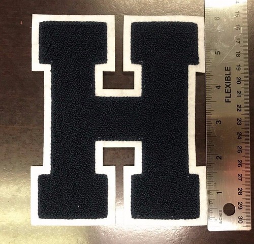 Varsity Letter H School Letterman Navy Chenille Patch on White Felt 6 ...