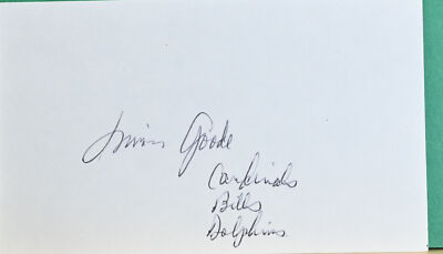 Irvin Irv Goode Cardinals Bills Dolphins Signed Autograph Index Card | eBay