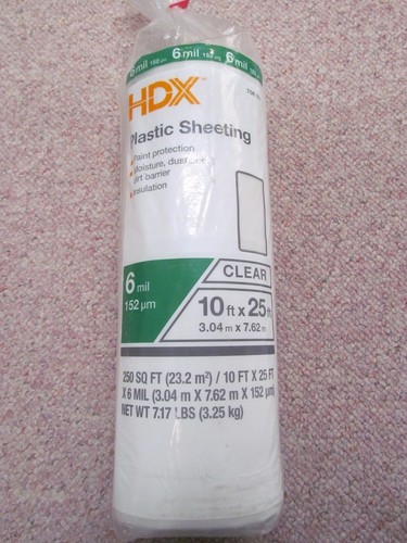 HDX 10 ft. x 25 ft. Clear 6 mil Plastic Sheeting NEW 73257012874| eBay