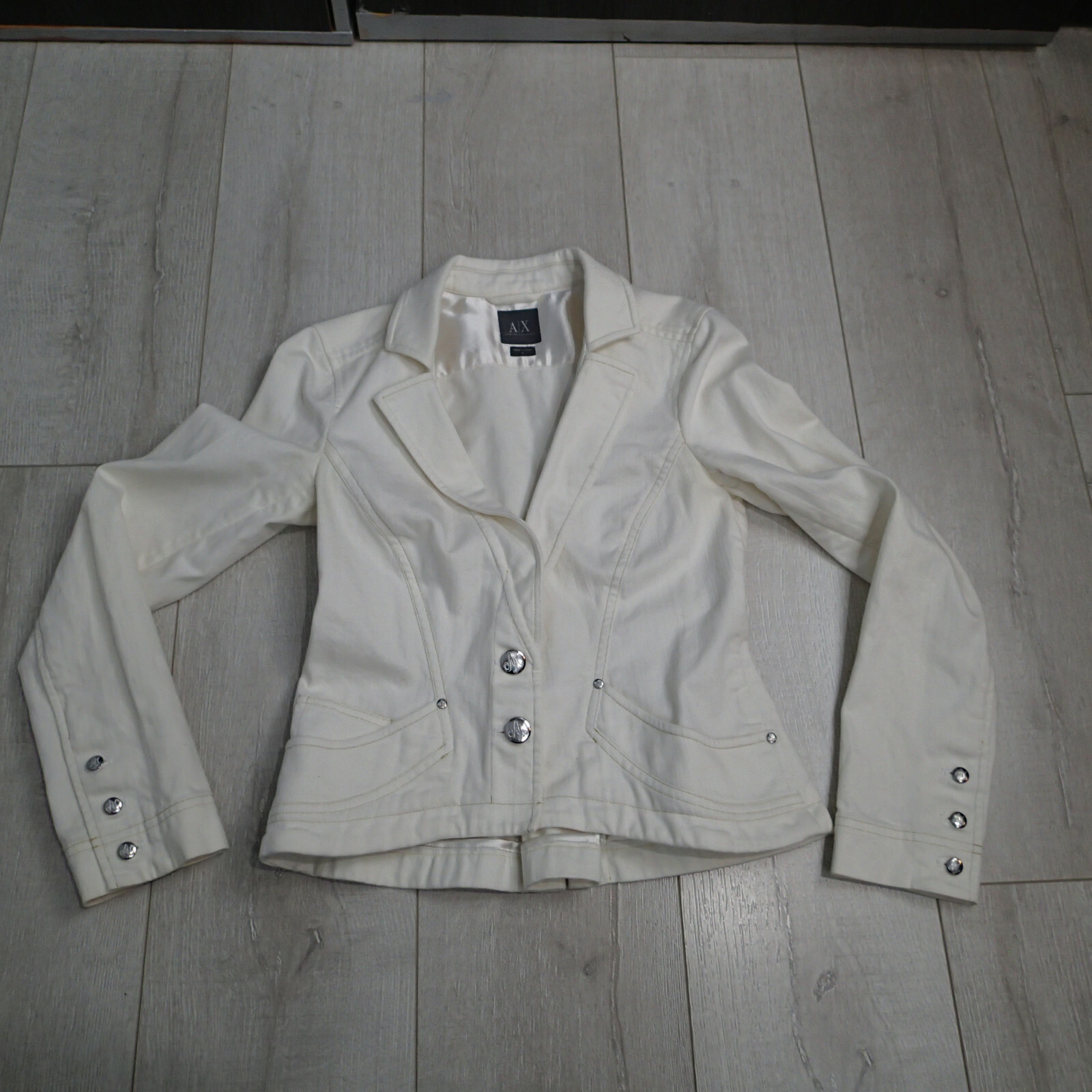womens white ARMANI EXCHANGE A/E jean jacket denim st… - Gem