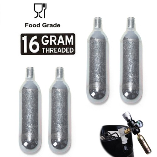 4 x Threaded 16 grams CO2 Cartridges Food Grade Pure CO2 Beer Ale Lager ...
