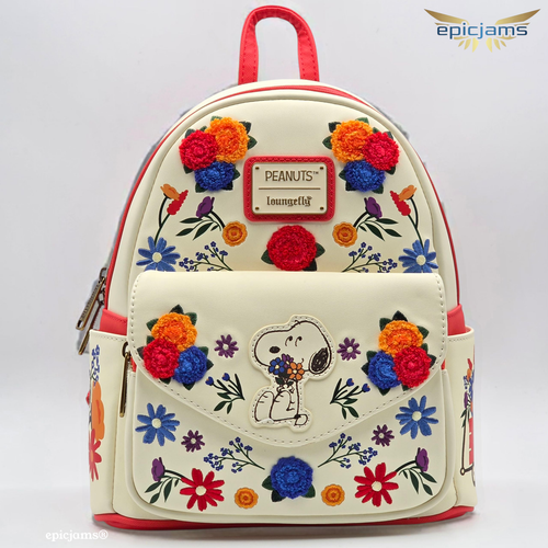 Loungefly Peanuts Snoopy Flowers Embroidered Mini Backpack New | eBay