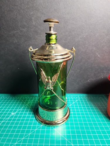 Vintage Barware Whiskey Decanter Music Box “HOW DRY I AM “ Green Glass ...