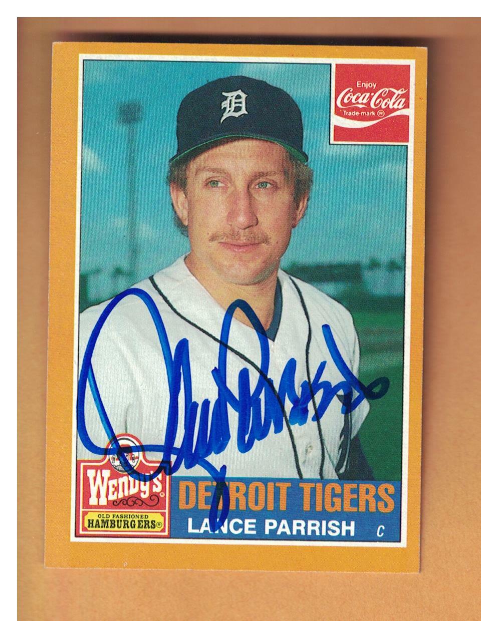 Lance Parrish AUTOGRAPHED 1985 TOPPS WENDY'S BASEBALL CARD SIGNED ...