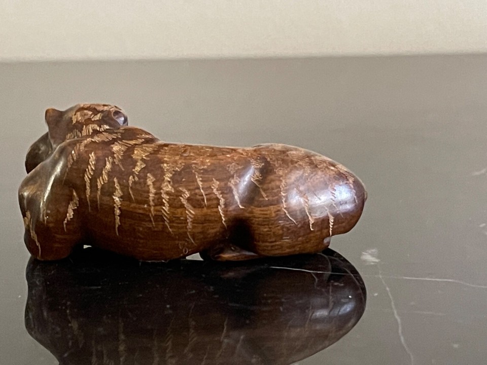 Antique Japanese Carved Wood Netsuke Tiger Figurine | eBay