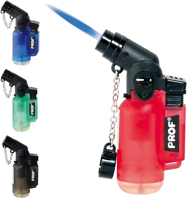 PROF PIPE LIGHTER ANGLED Jet Flame Windproof Blue Flame Refillable Tank ...