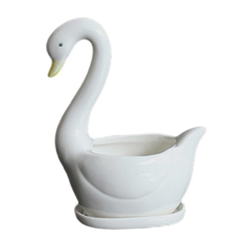 Swan Ceramic Flower Pot Ornament Succulent Pot for Garden Decorative ...