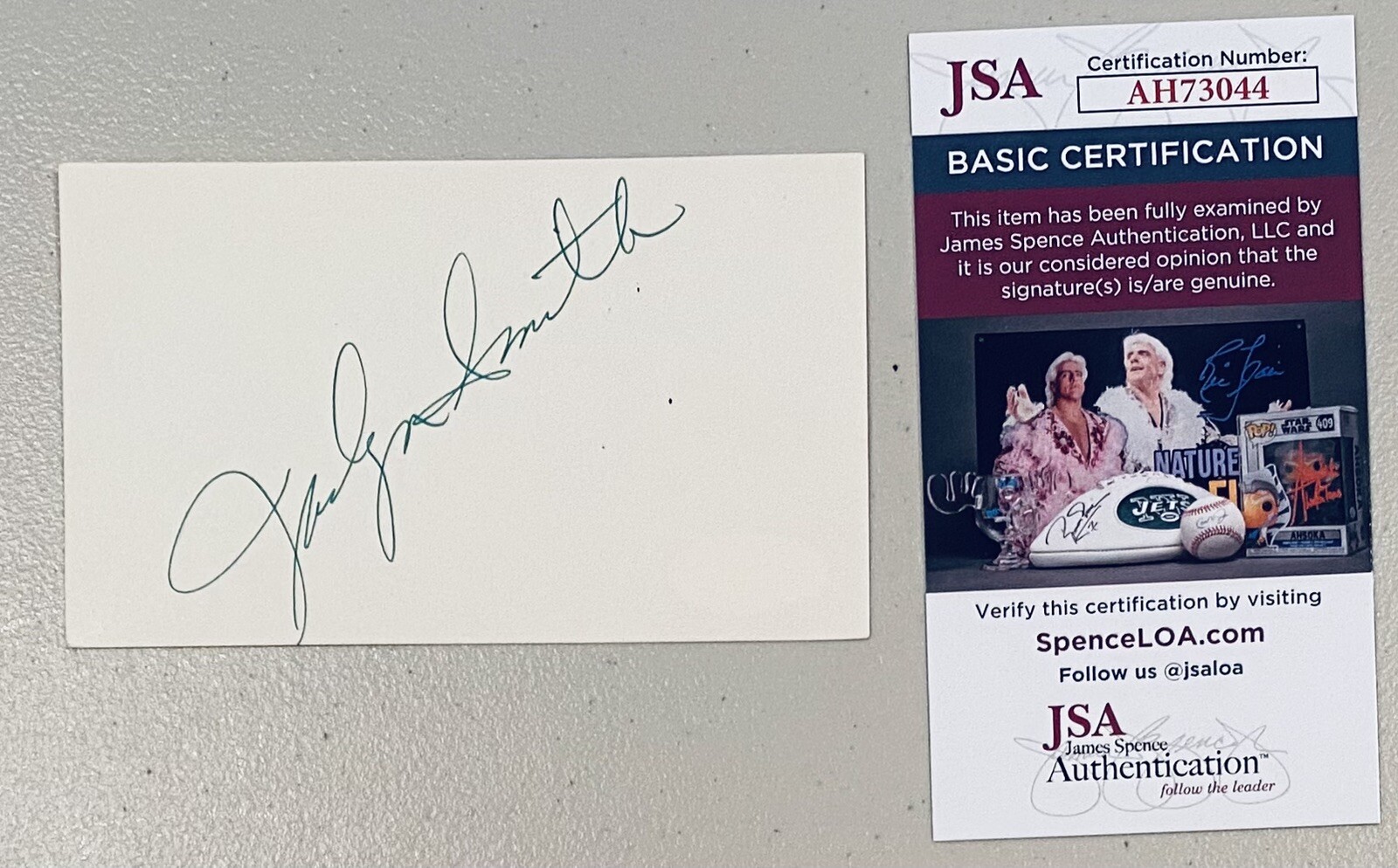 Jaclyn Smith Signed Autographed 3x5 Card JSA Certified Charlie’s Angels ...