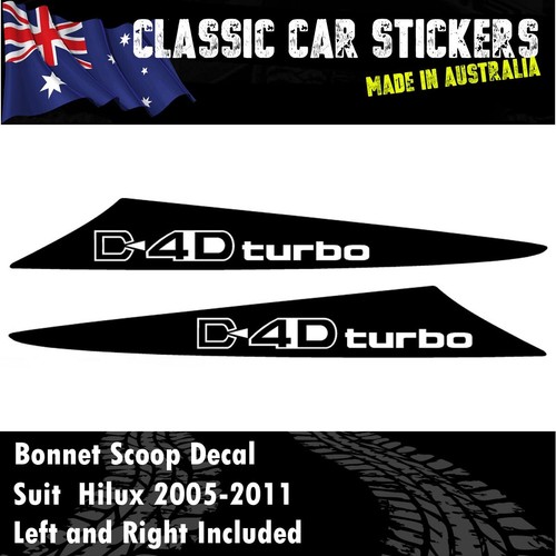 D4D Turbo Decal Sticker For Toyota Hilux 2 Fin Small Scoop 2005 TO 2011 ...
