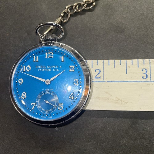 VTG SHELL SUPER X MOTOR OIL 17 Jewel Pocket Watch | eBay