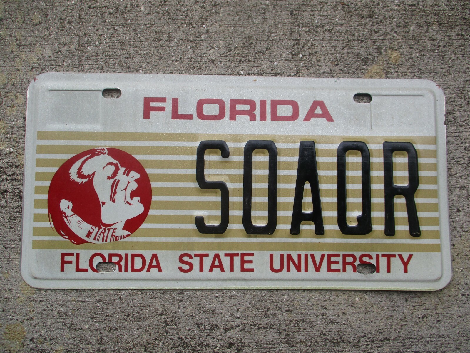 Florida State University license plate # SOAQR | eBay