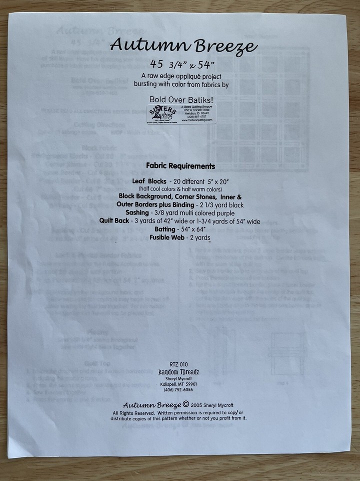 Bold Over Batiks! Quilt Kit "Autumn Breeze" by Sheryl Mycroft for ...