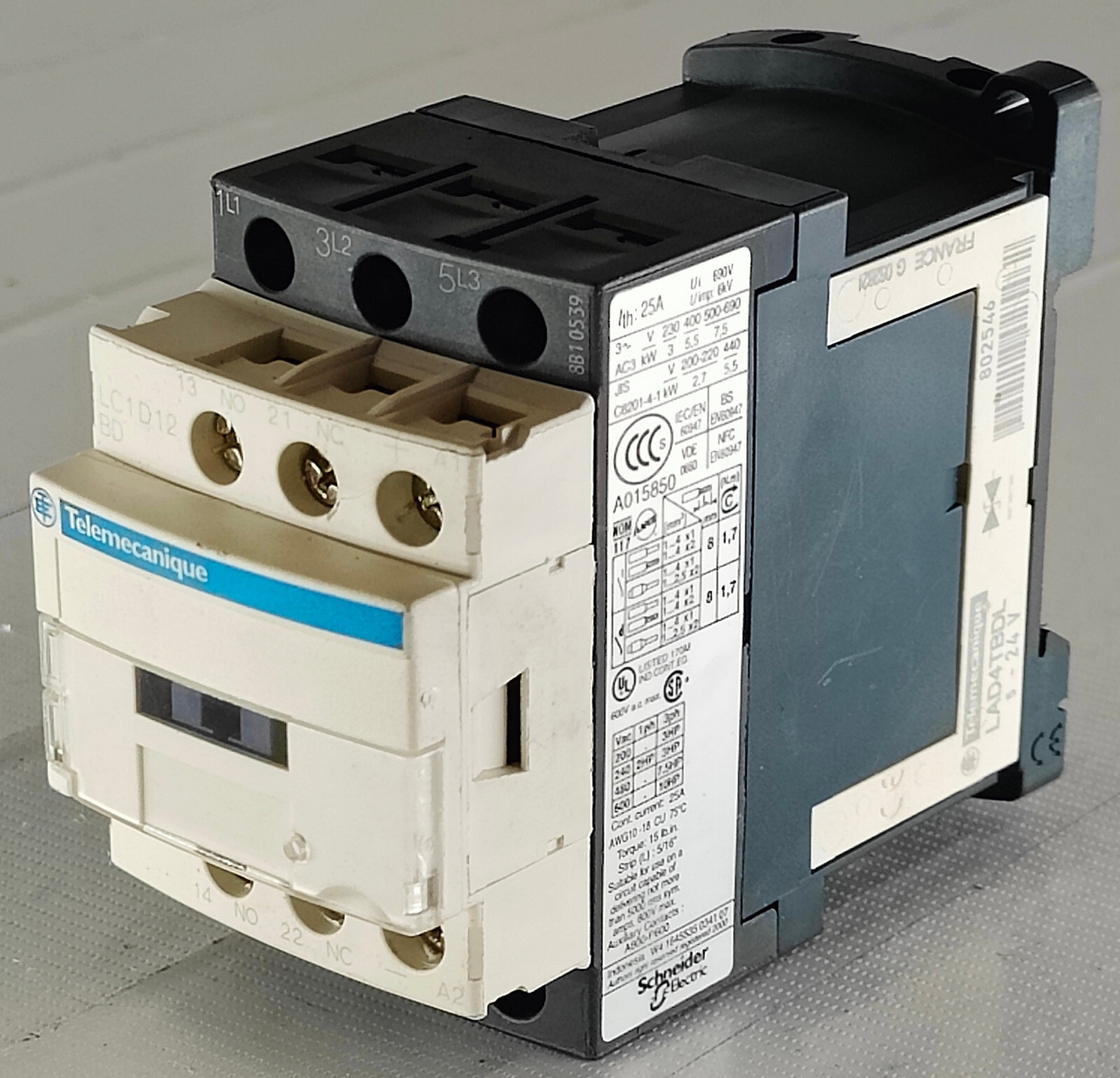 Schneider Electric Telemecanique LC1D12BD LAD4TBDL 3-Pole 600V Power ...