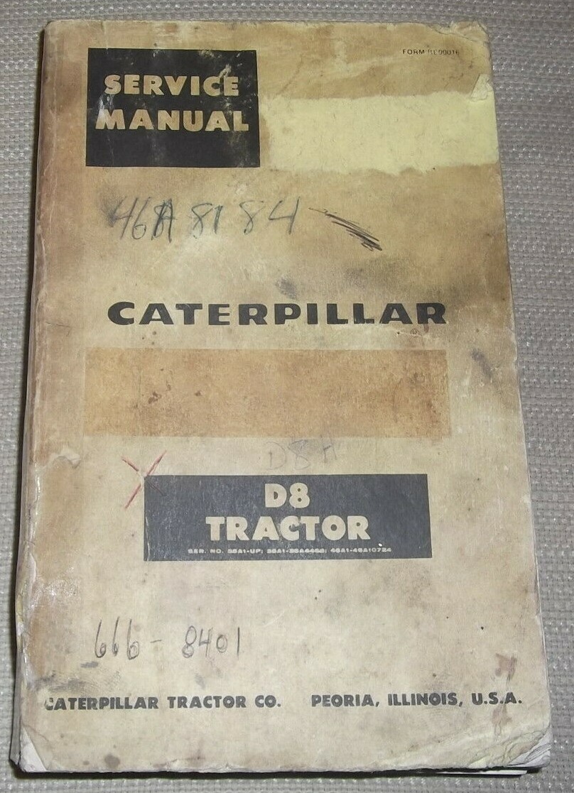 CAT CATERPILLAR D8 D8H TRACTOR DOZER SERVICE SHOP REPAIR MANUAL BOOK ...