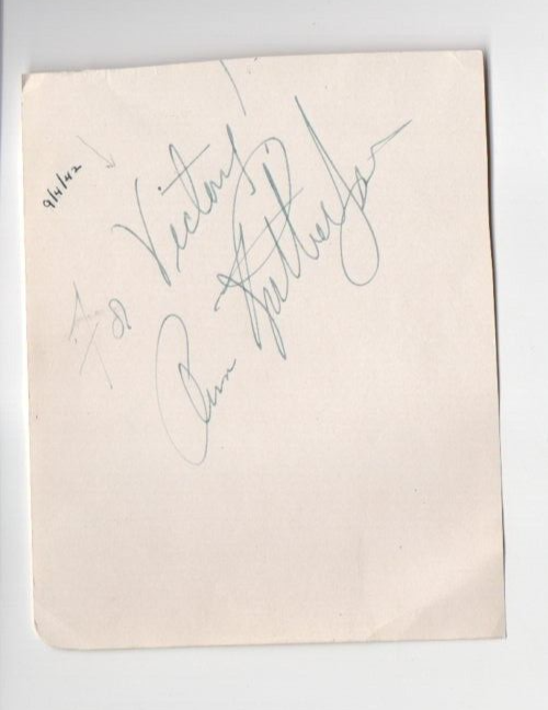 ANN RUTHERFORD 4X5 AUTOGRAPHED ALBUM PAGE SIGNED IN INK & INSCRIBED ...