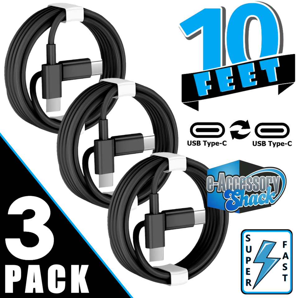 3 Pack 10FT USB-C to USB-C Cable Fast Charge Type C Charging Cord Rapid ...