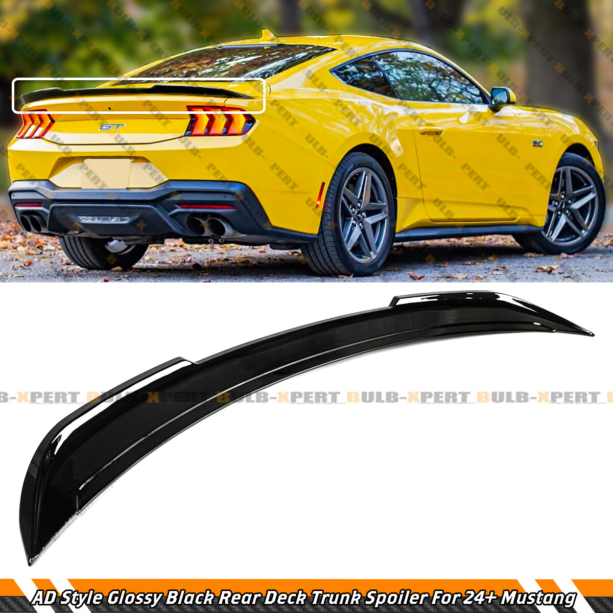 For 2024-25 Ford Mustang S650 Coupe AD Style Gloss Black Rear Deck ...