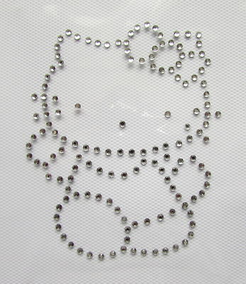 HELLO KITTY, CLEAR Iron On Hotfix Rhinestone Diamante Transfer Motif ...