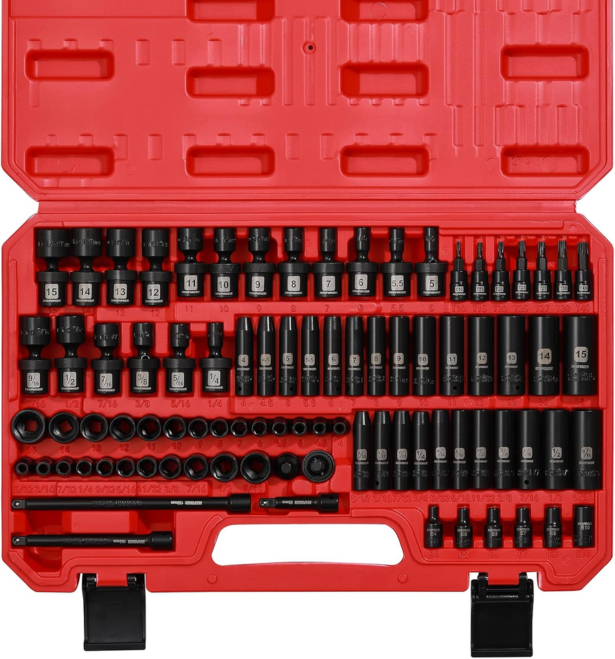1/4" Drive Master Impact Socket Set Universal Deep Standard Torx ...