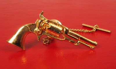 VINTAGE POLICE UNIFORM STYLE ANTIQUE PISTOL REVOLVER GUN TIE TACK PIN ...