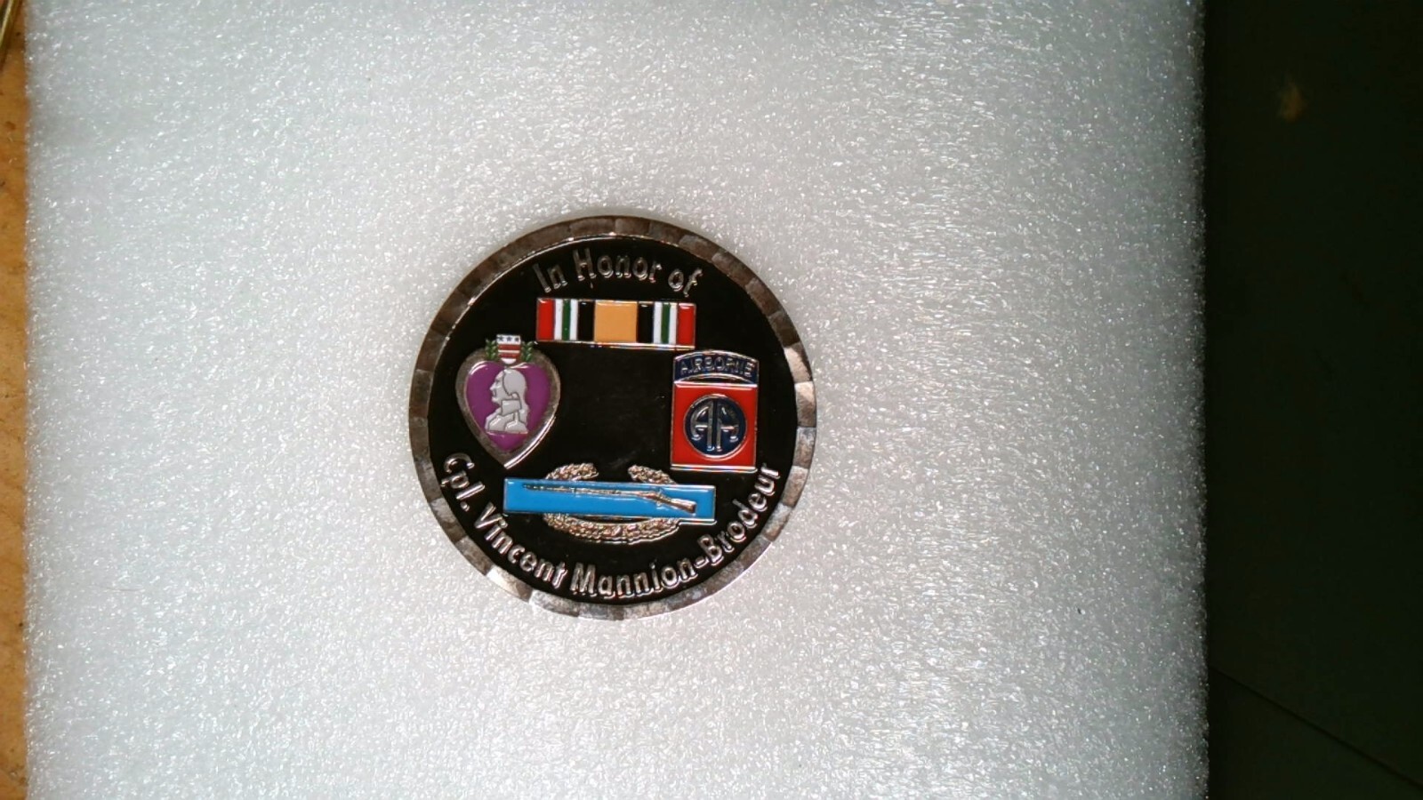 CHALLENGE COIN CAPE COD VETERANS INC. IN HONOR OF CPL. VINCENT MANNION ...