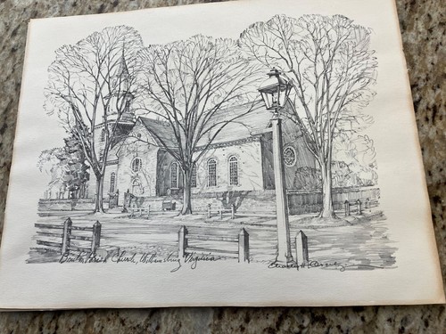 Vintage Bruton Parish Church Williamsburg VA Drawing by Charles Overly ...