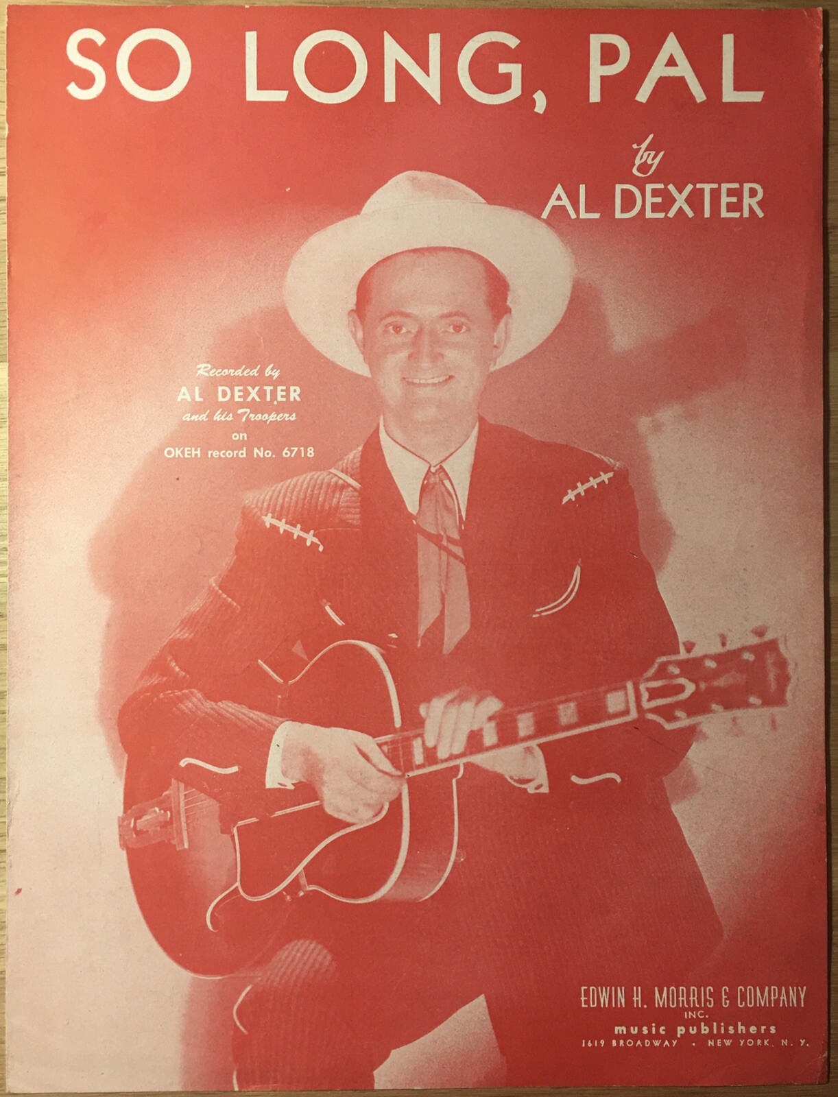 So Long, Pal (1944) Vintage Guitar Sheet Music by Al Dexter | eBay