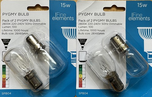 Fine Elements Pygmy 15W SBC B15 Fridge Lamp Small Bayonet Bulb 2 Packs ...