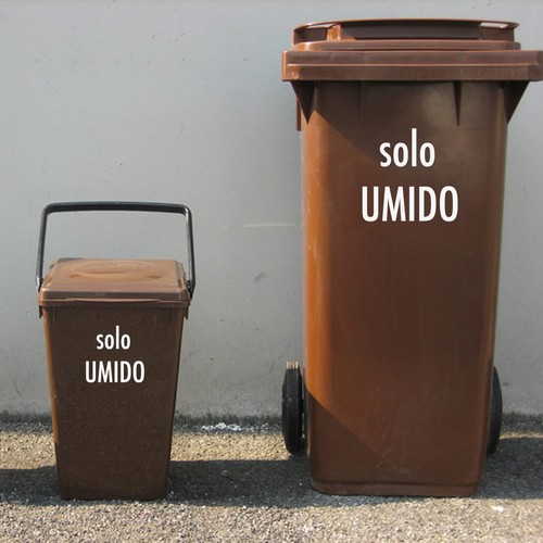 2 adesivi da 20cm e 15cm per bidoni raccolta differenziata umido ...