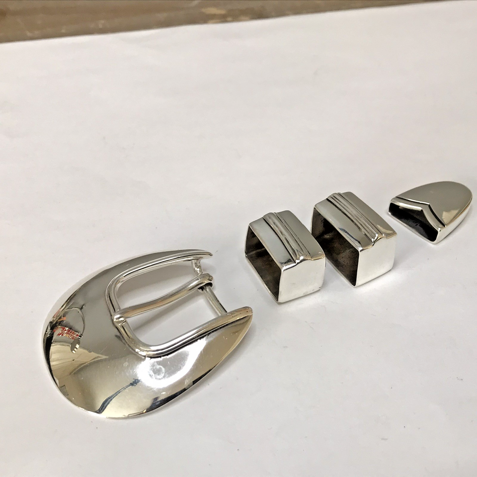 Signed CR 925 Sterling Silver .75” 4pc Ranger Belt Buckle Set 36.3g ...