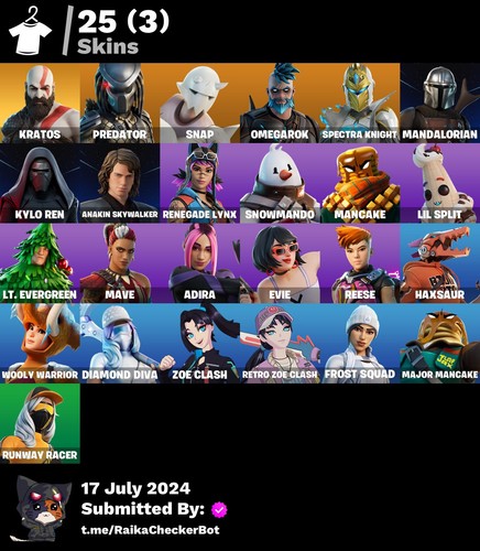 FN Kratos Skin, Mandalorian, Predator, Evie, Kylo Ren, Mimir, Snap 25 ...