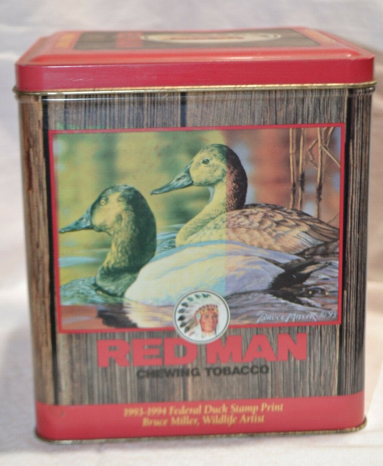 VINTAGE RED MAN TOBACCO TIN MAN CAVE COLLECTOR 1994 BRUCE MLLER | eBay
