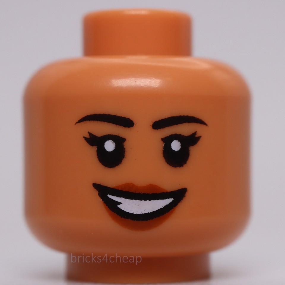 Lego Nougat Head Dual Sided Female Black Eyebrows Dark Orange Lips ...