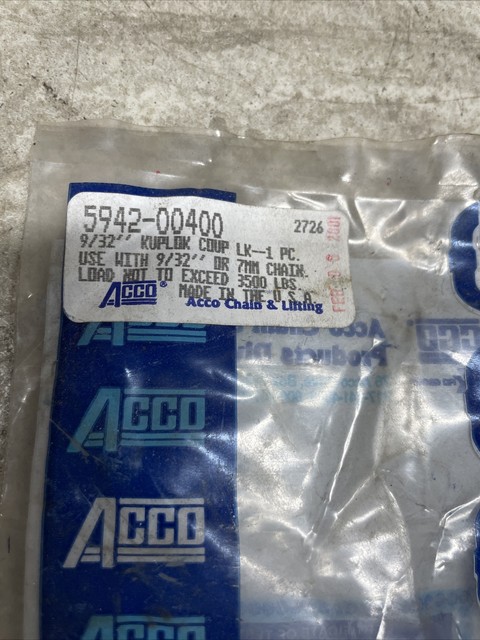 ACCO Chain Kuplex II Kuplok 9/32" 80 Grade Coupling Link 5942-00400 ...