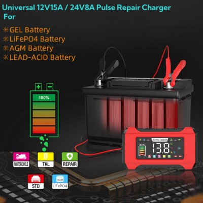 12V 15Amp / 24V 8Amp Car LEAD-ACID，Lithium LiFePo4 Battery Pulse Repair ...