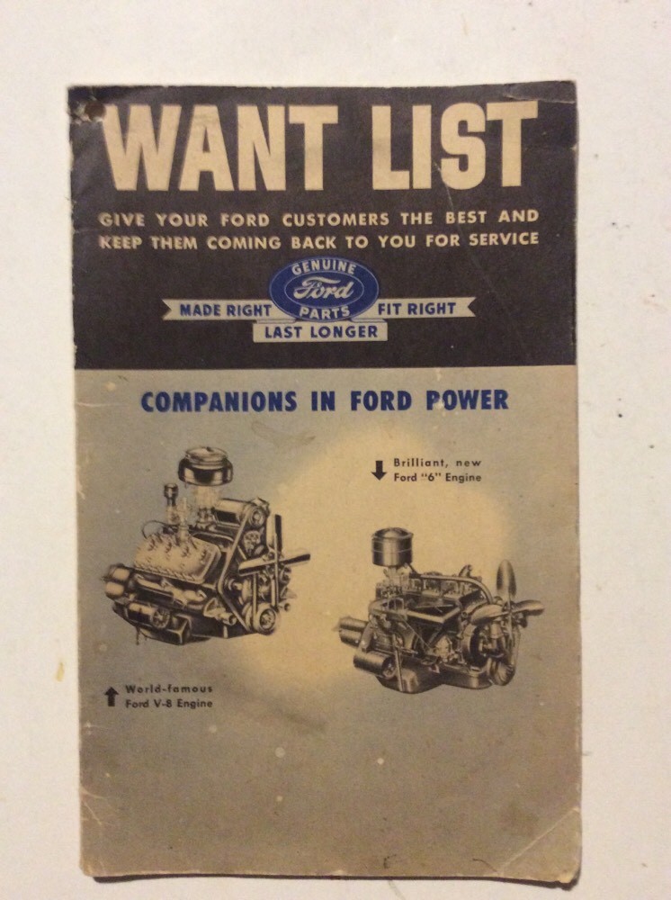 Vintage Original Ford Service Department Want List Booklet | eBay