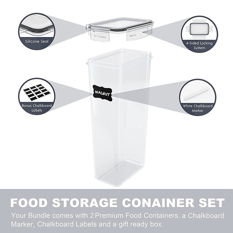 Airtight Tall Food Storage Container Set, 2Pcs 2.8L Spaghetti ...
