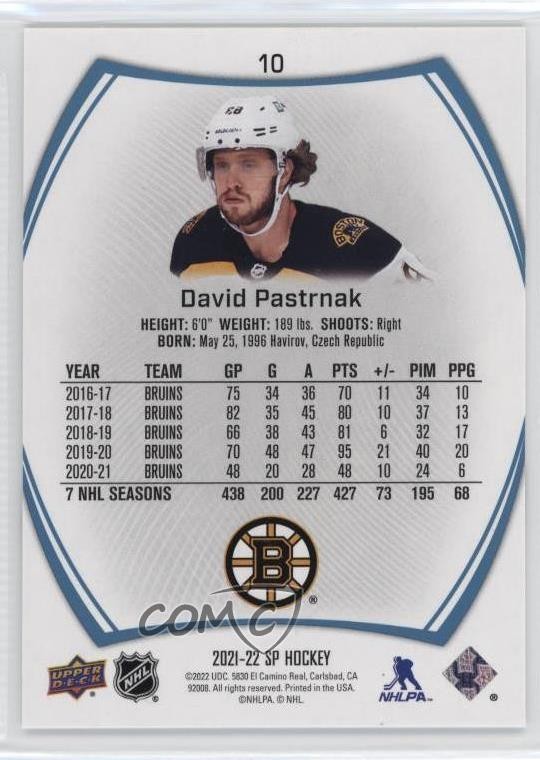 2021-22 SP Retail Blue David Pastrnak #10 | eBay