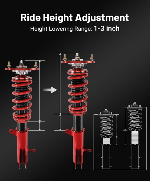 Height Adjustable Coilover Suspension Shock Absorber Lowering Kit ...