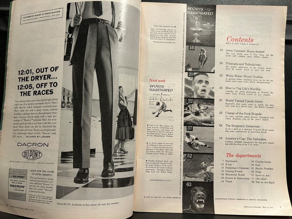 Sports Illustrated | May 12 1958 (with label) | The Americas Cup | eBay