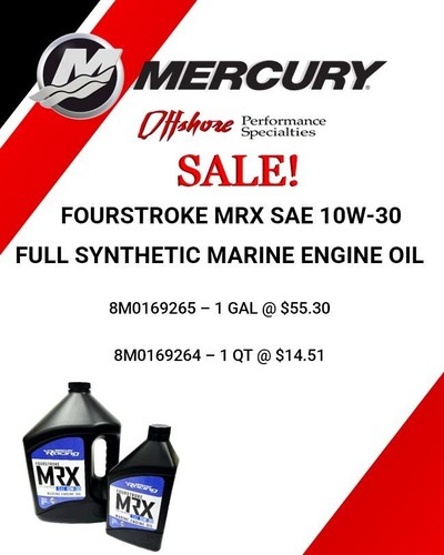 Mercury MRX SAE 10W-30 Full Synthetic Marine Engine Oil - 1 Gallon ...
