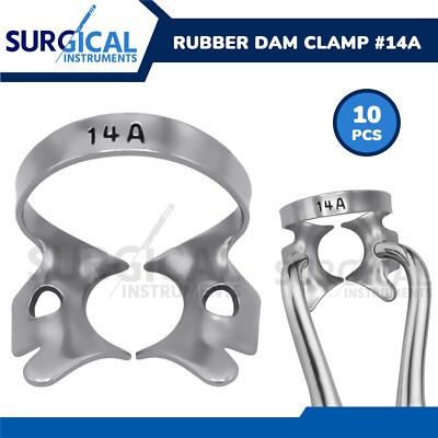 10 Pcs Endodontic Rubber Dam Clamps #14A Stainless Steel German Grade ...