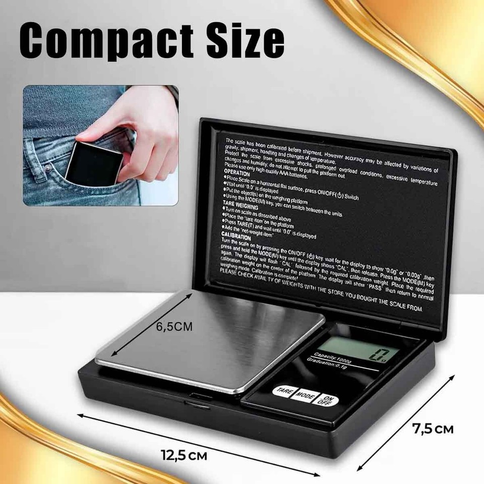 Digital Scale 1000g x 0.1g Jewelry Gold Silver Coin Gram Pocket Size ...