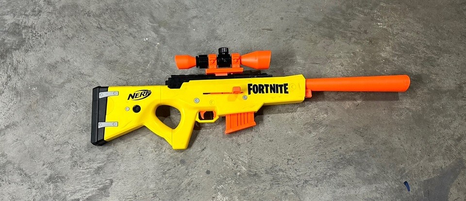 FORTNITE Nerf Gun Yellow Sniper Rifle With Scope And Magazine ...