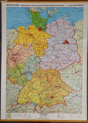 Vintage School Map Pull-Down Wall Chart Poster Germany FRG GDR | eBay
