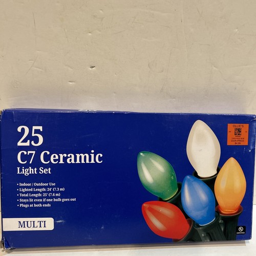 25 Ft C7 Ceramic Multicolor String Light Set ~ Indoor/Outdoor UL ...