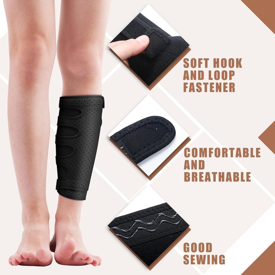 2 Pcs Lymphedema Compression Wraps Calf Adjustable Brace 5 Strap Leg ...
