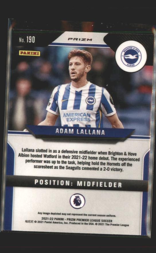 2021-22 Prizm EPL #190 Adam Lallana Prizms Red White and Blue - ( 138 ...